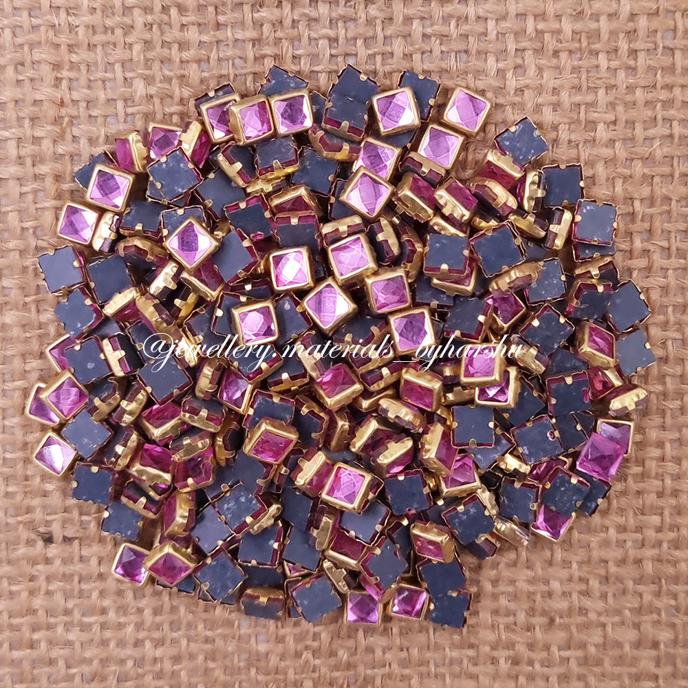 Square 4x4 Gloss Color Kundan - Light Pink Color – Harshu's Craft Store