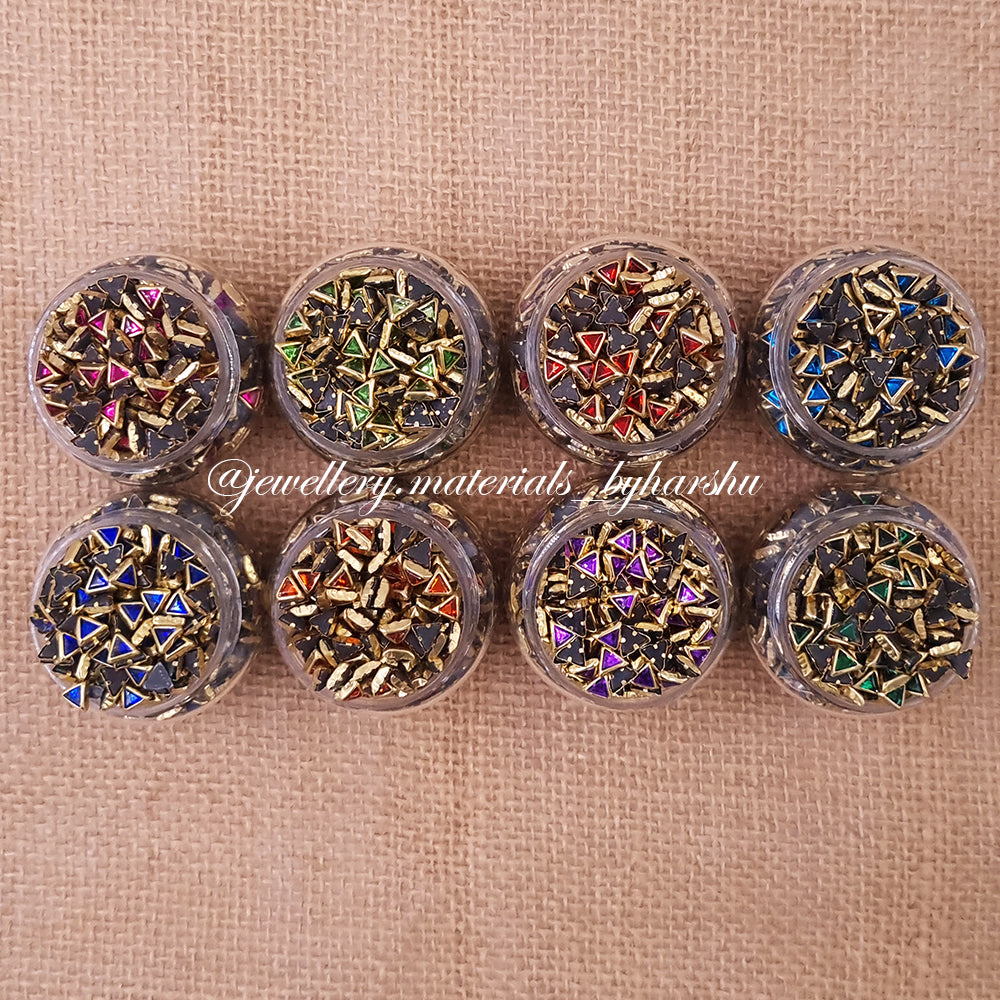 Triangle 3x3T Gloss Color Kundan - 8 Random Colors (Color as per avail ...
